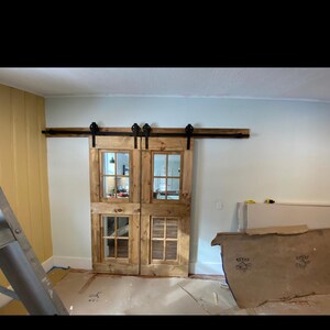 Custom 8 Pane Window Barn Door, 98 X 50, Dark Walmut and Gray - Etsy