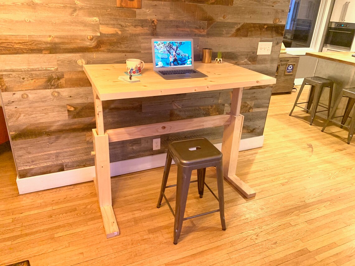 Stand Stool Sit Desk. 3 Levels Adjustable Desk Customizable - Etsy