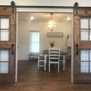 Custom 8 Pane Window Barn Door, 98 X 50, Dark Walmut and Gray - Etsy