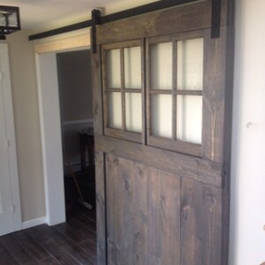 Custom 8 Pane Window Barn Door, 98 X 50, Dark Walmut and Gray - Etsy