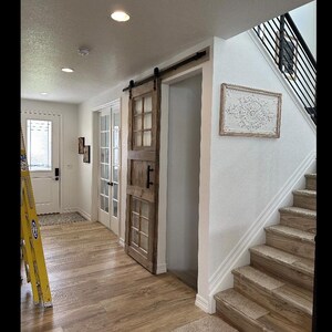 Custom 8 Pane Window Barn Door, 98 X 50, Dark Walmut and Gray - Etsy