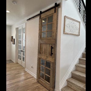 Custom 8 Pane Window Barn Door, 98 X 50, Dark Walmut and Gray - Etsy