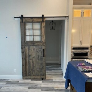Custom 8 Pane Window Barn Door, 98 X 50, Dark Walmut and Gray - Etsy