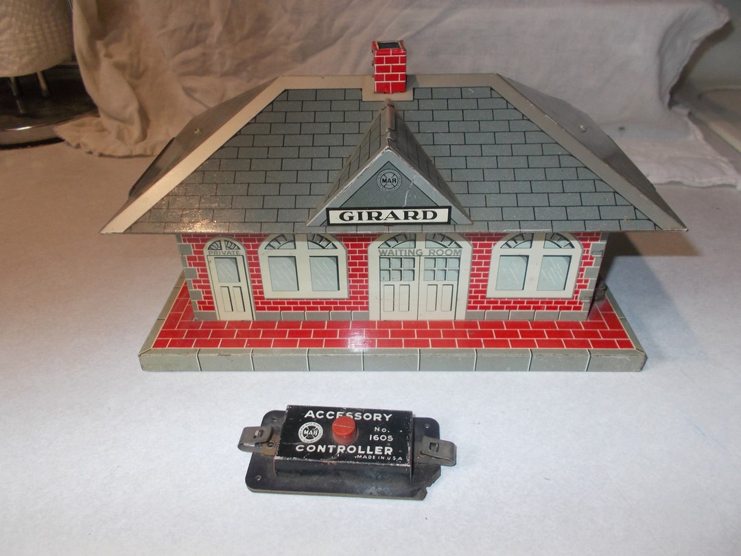 Marx,allstate Electric Trains, 027 Sized Whistling Metal Train Station ...