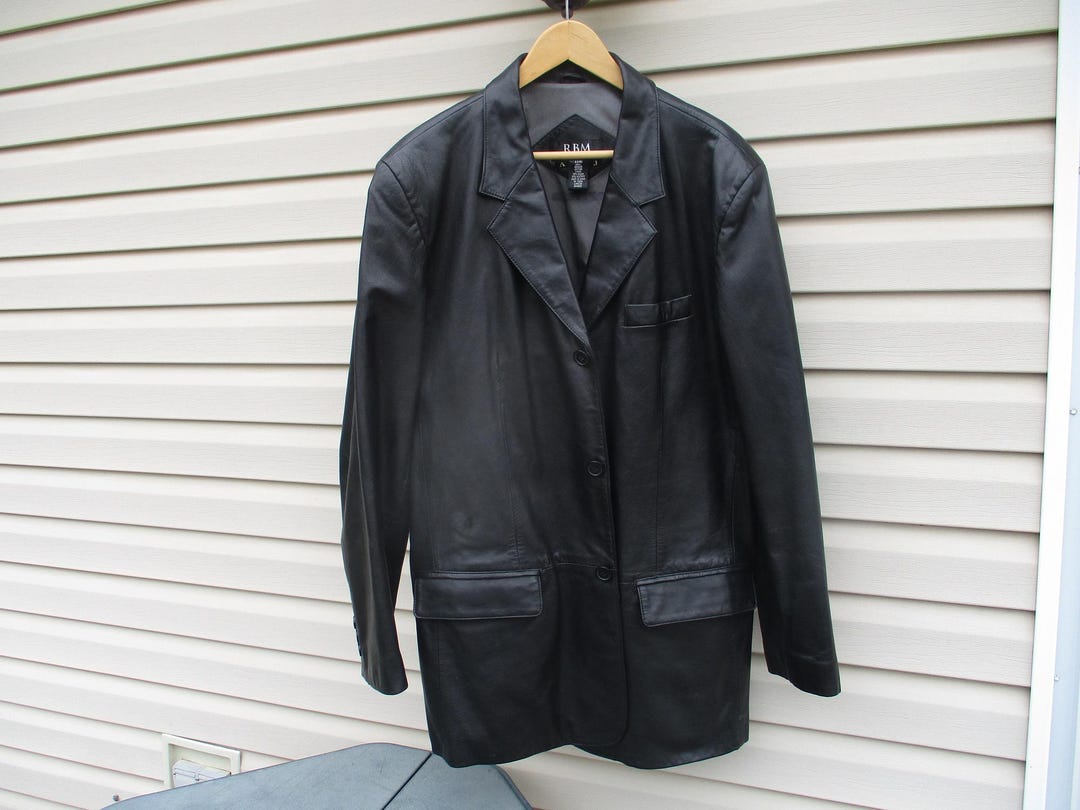 Men Soft Black Leather Sport Coat,blazer Size 42,by RBM . Gently Worn ...