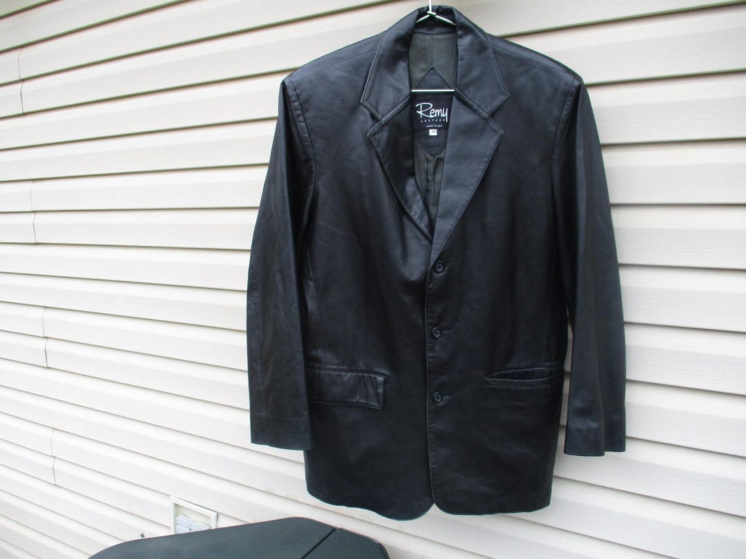 Men Very Soft Black Leather Sport Coat,blazer Size 38,by Remy USA .it ...