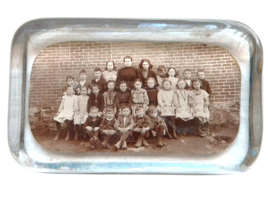 Antique Glass Paperweight - Class Photo Paperweight - Antique Photo ...