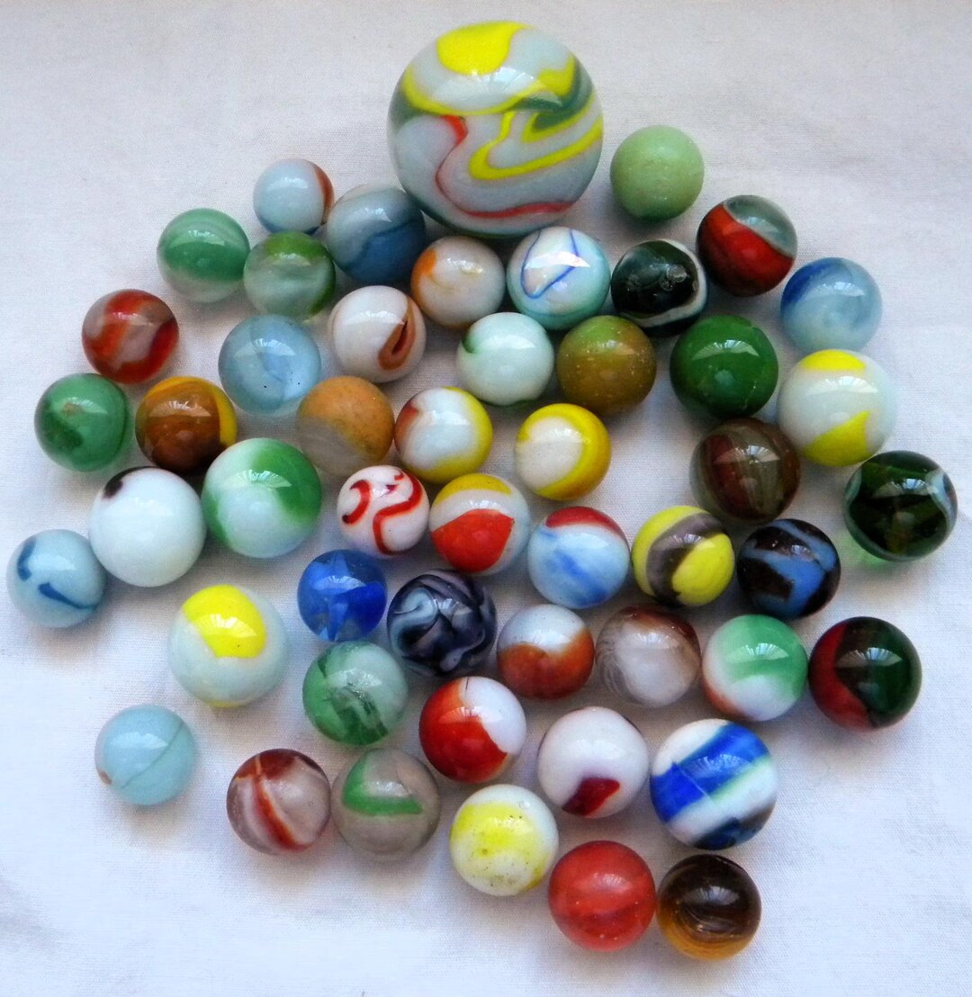 50 Colorful Marbles - Swirl Marbles - Vintage Marbles - Etsy