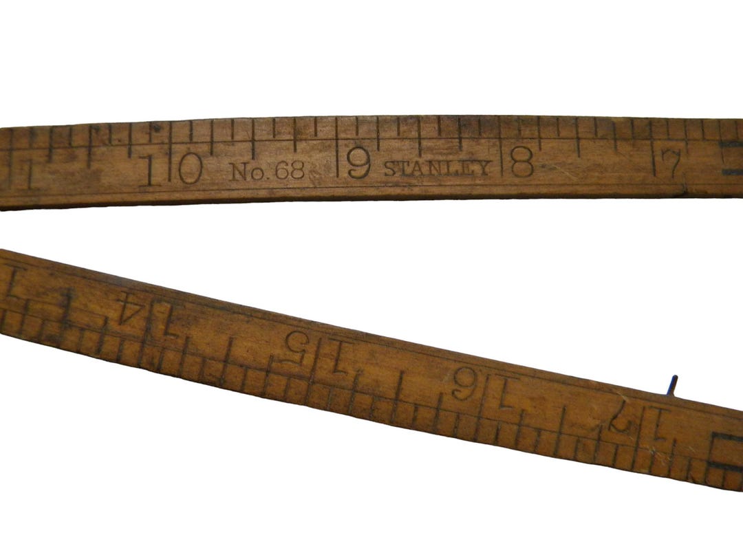 Antique Stanley No. 68 Foldout Ruler Wood & Brass Ruler Boxwood Ruler ...