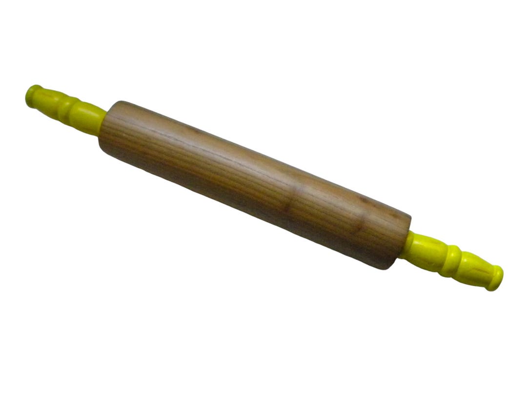 Vintage Wood Yellow Handled Rolling Pin - Wood Rolling Pin - Farmhouse ...