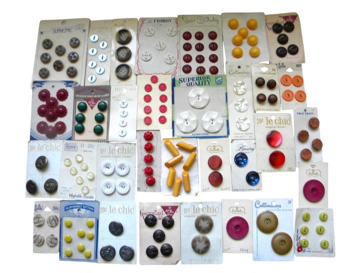160 Vintage Buttons on Cards - Sewing Destash - Scrapbooking ...