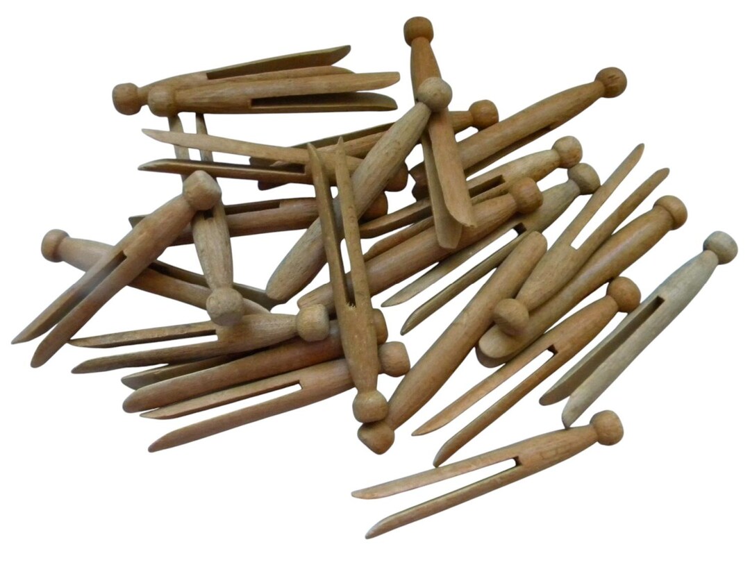 24 Vintage Wooden Clothespins - Long Clothespins - Craft Supply ...