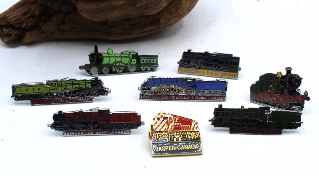 Vintage Train Lapel Pin Lot Steam Locomotive Enamel Pin Train Pins 8 ...
