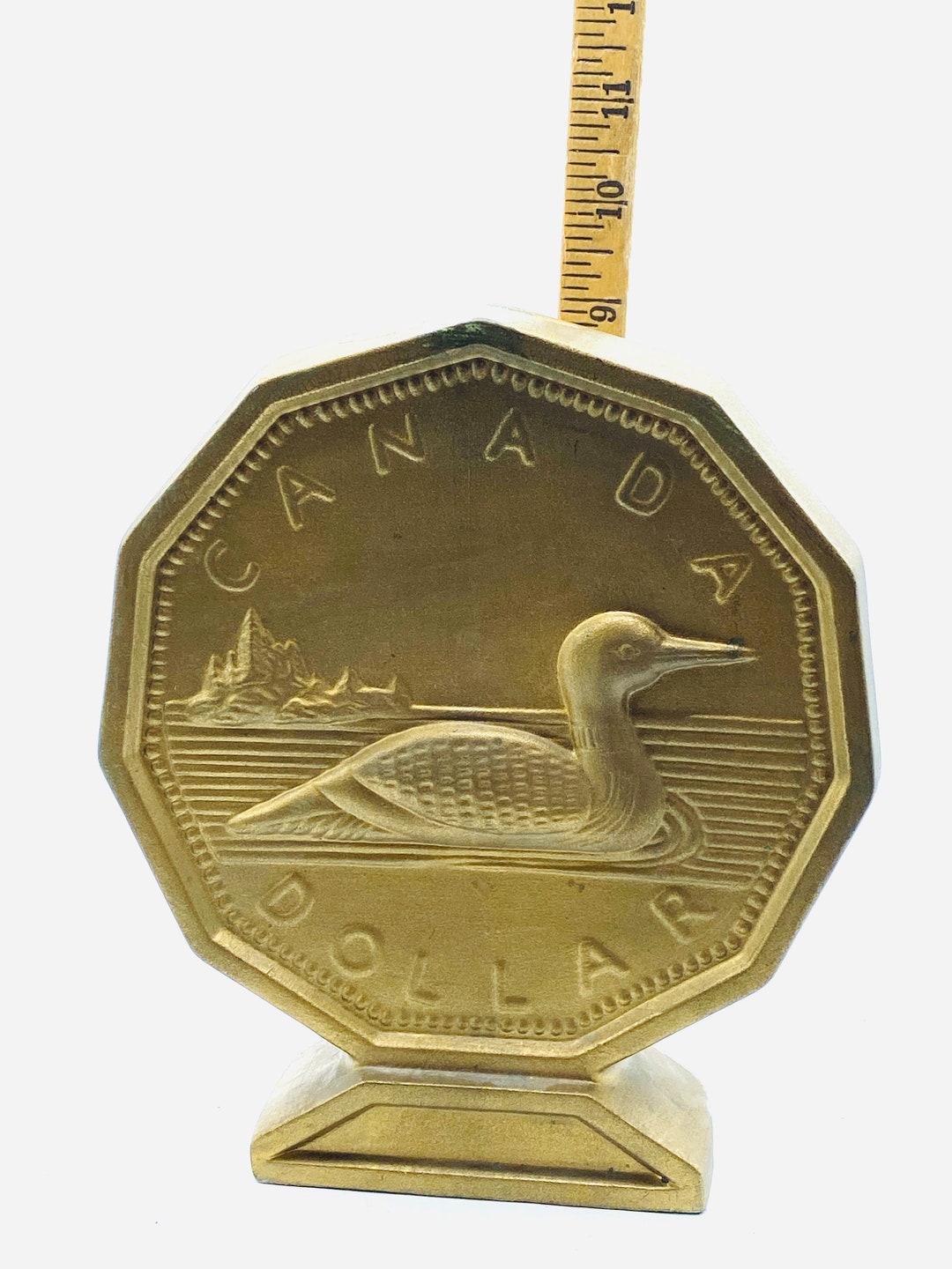 Loonie Coin Bank Ceramic Coin Bank Vintage Brass Collectible Piggy Bank ...