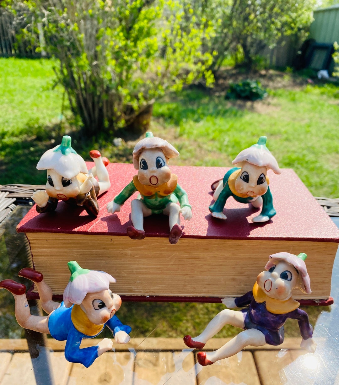 5 Elves Occupied Japan Elf Bug Figurines Pixie Elves With Blossom Hats ...