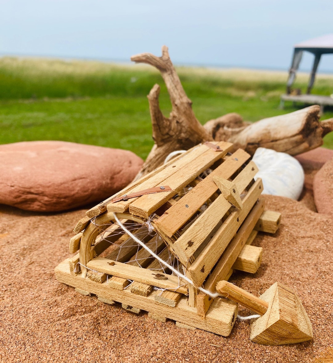 Miniature Wooden Mini Lobster Trap Replica Nautical Model Ornament ...