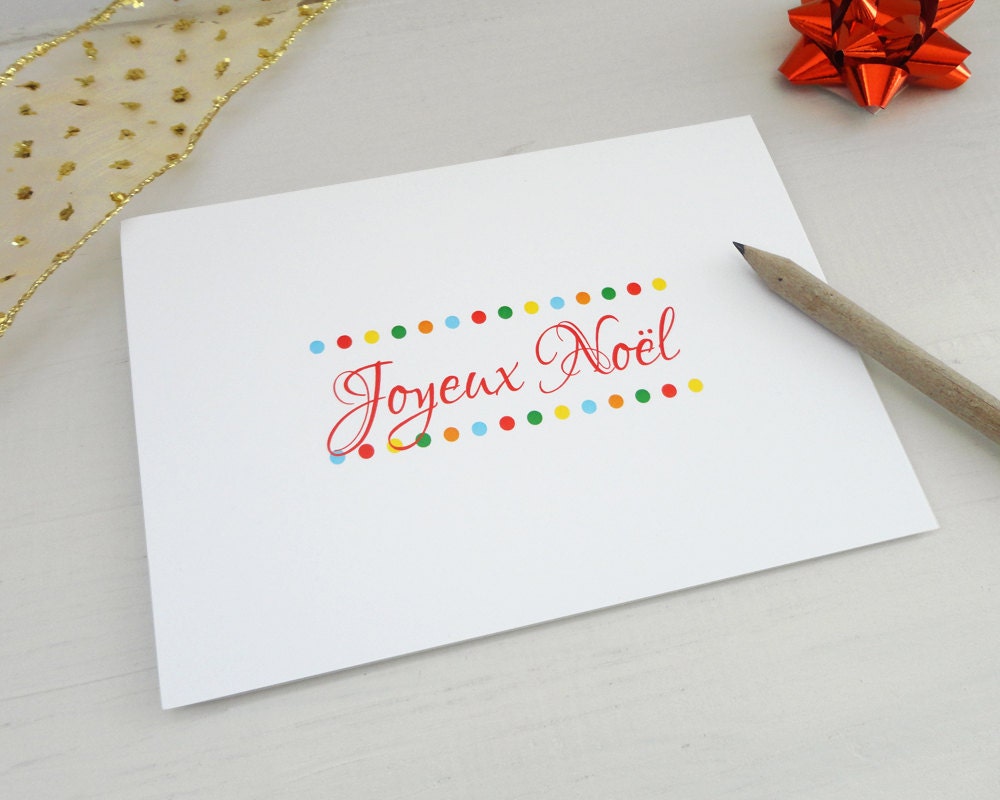 Joyeux Noel Christmas Card Merry Christmas In French Dots Xmas Etsy