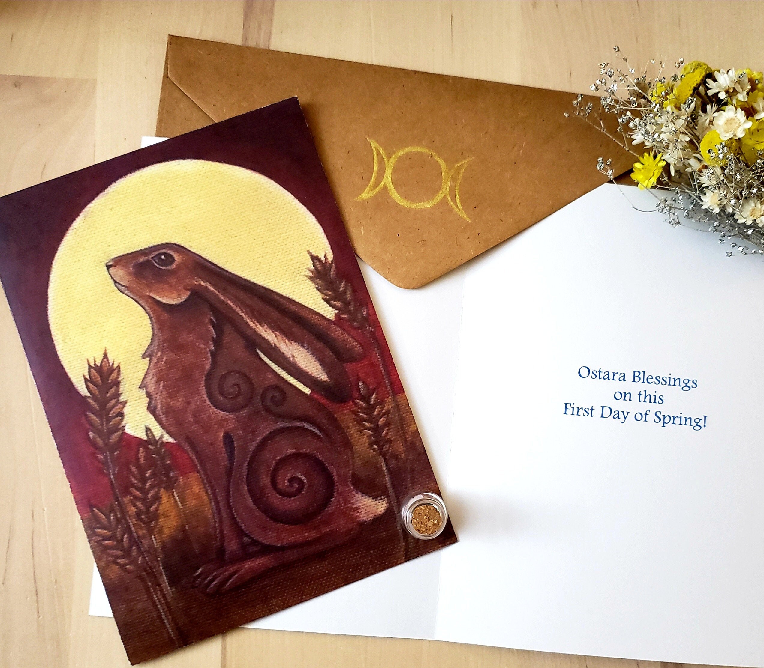 Ostara Card Pagan Chocolate Bunny Spring Equinox Witchy | Etsy