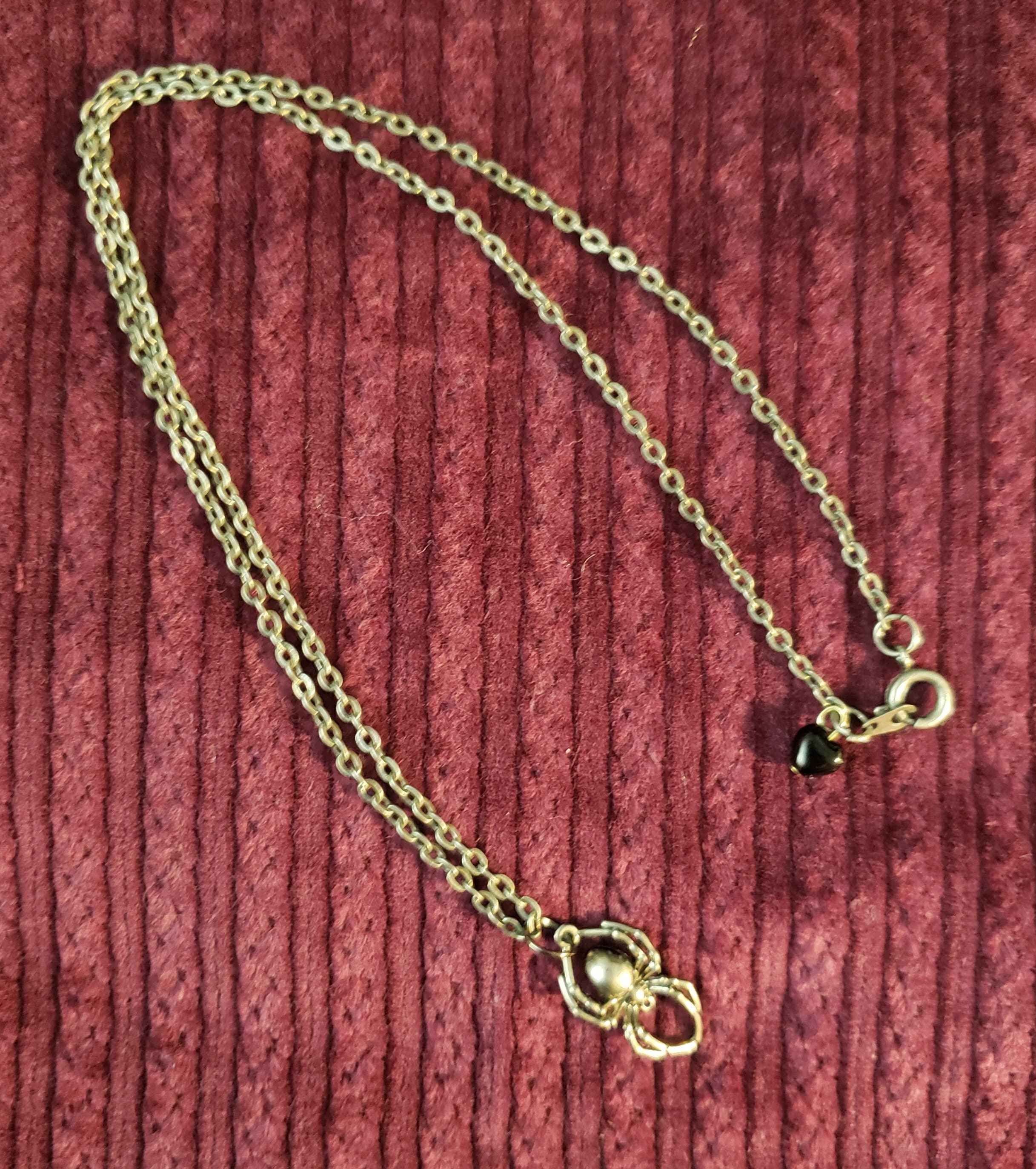 Spider Chain Necklace ~ Darkened Metal Chain and Pendant ~ Witchy ...