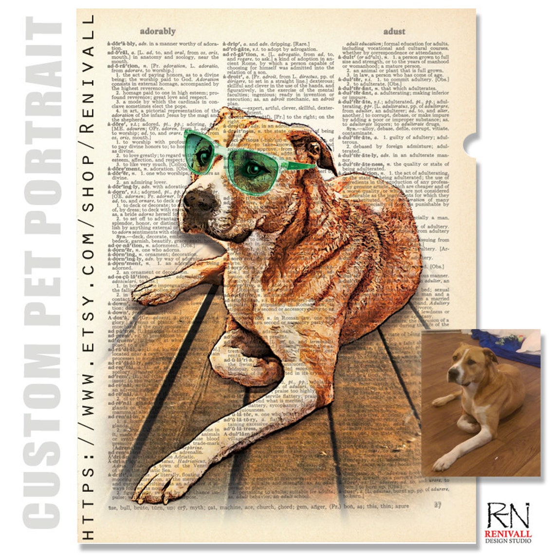 Custom Pet Portrait From Photo Personalized Gift Idea for - Etsy