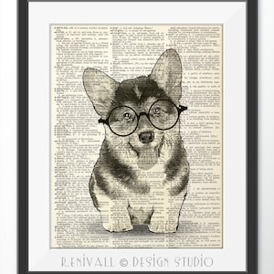 Pembroke Welsh Corgi Dog, Dictionary Art Print, Dictionary Paper, Wall ...