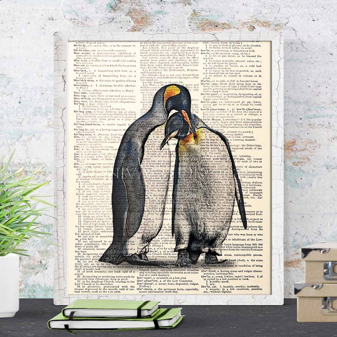 Penguins in Love, Dictionary Art Print, Personalized Wedding ...