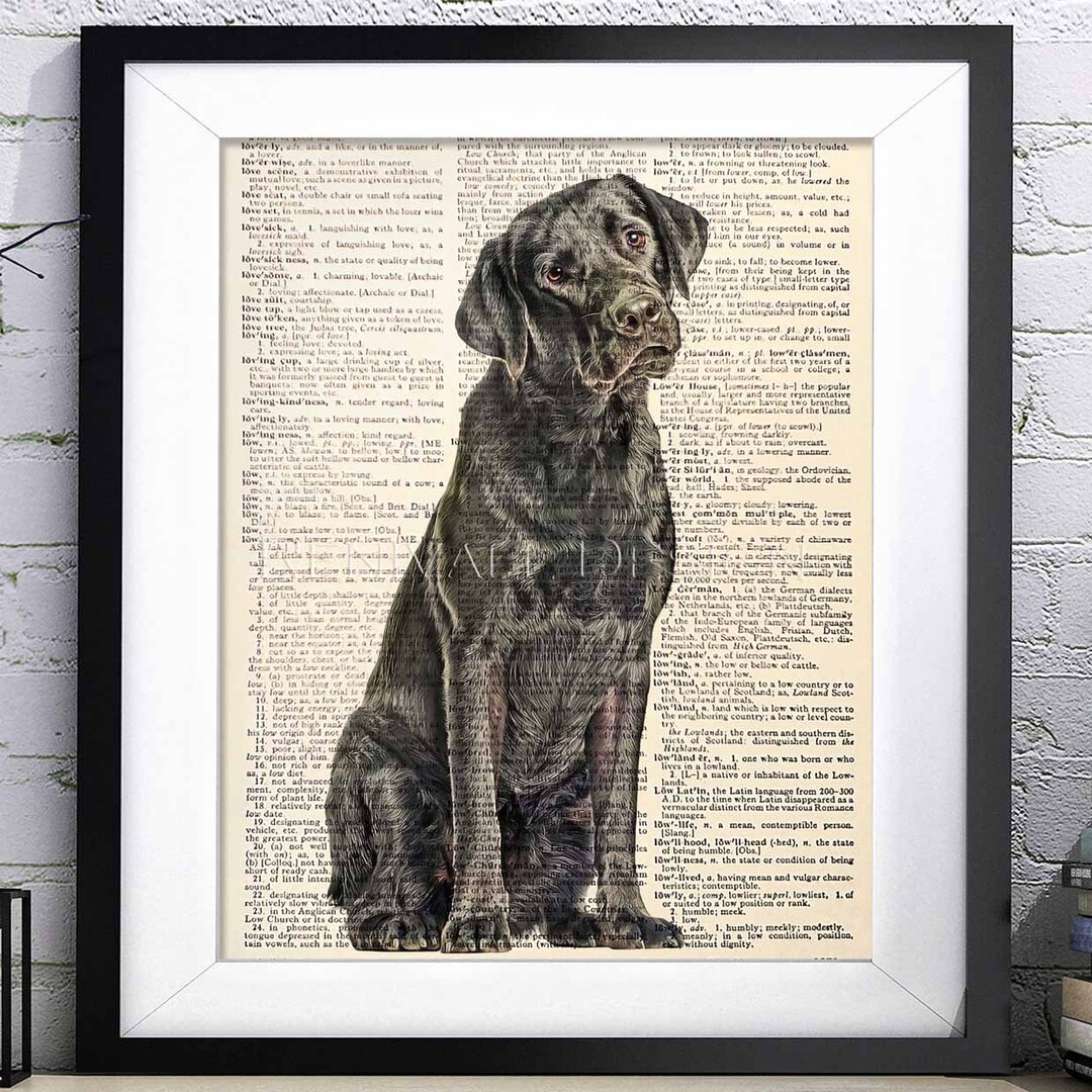 Black Lab Dog, Dictionary Art Print, Art Gifts Prints, Art Pets, Gift ...