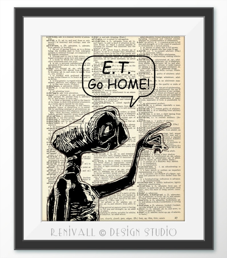 E.T. Go Home Dictionary Art Print Dictionary Paper Wall - Etsy