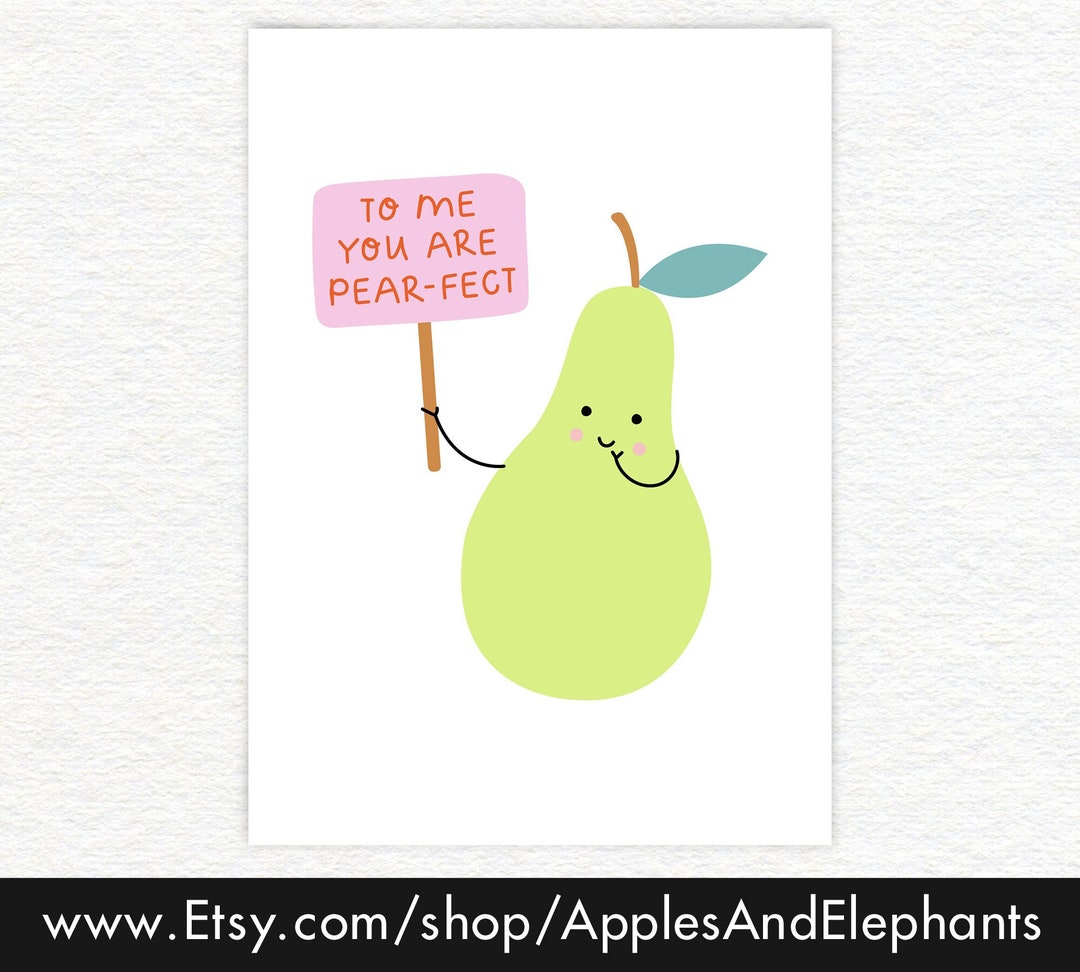 Valentines Day Pun Card to Me You Are Pear-fect Card for a - Etsy