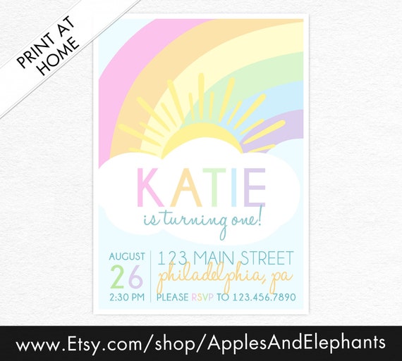 Pastel Rainbow First Birthday Invitation | Etsy