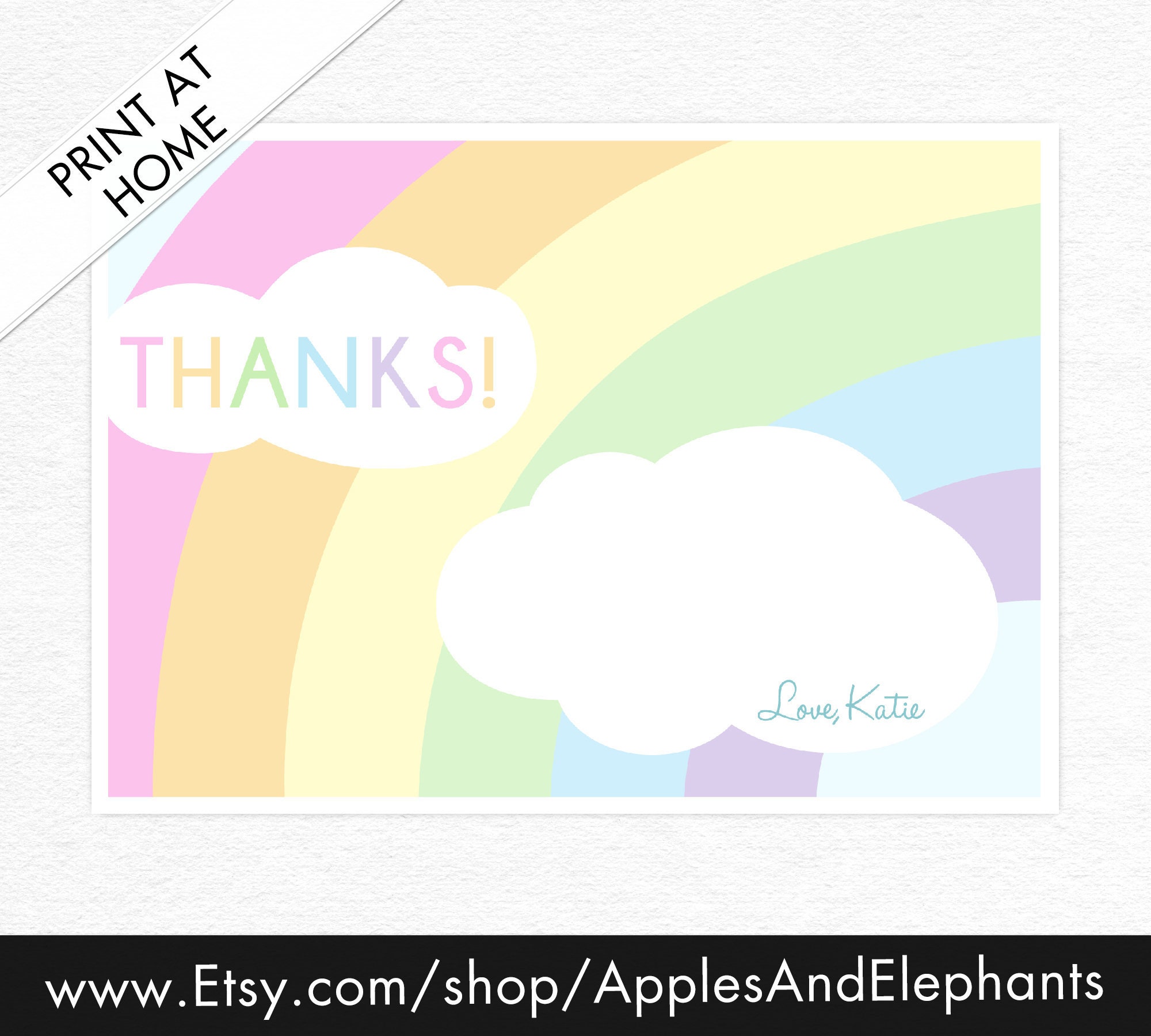 Pastel Rainbow Thank You Card - Etsy