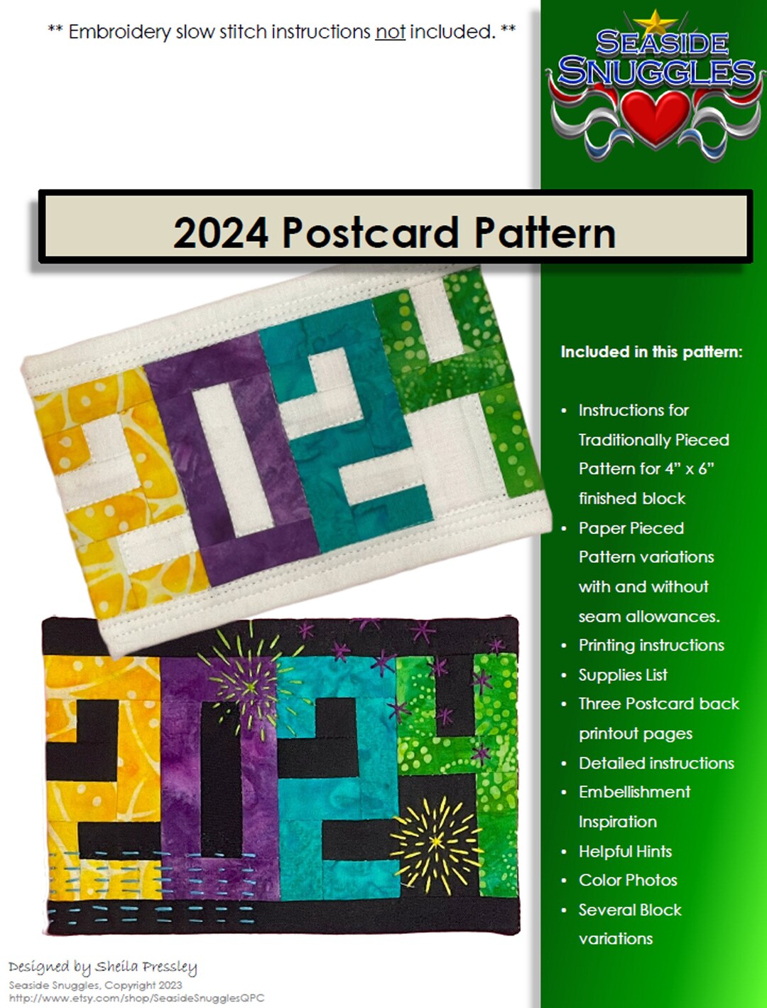 Pattern: 2024 Mini Quilt Postcard Pattern - Etsy