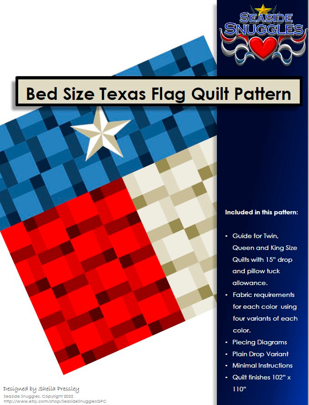 Pattern: Bed Size Texas Flag Quilt - Etsy