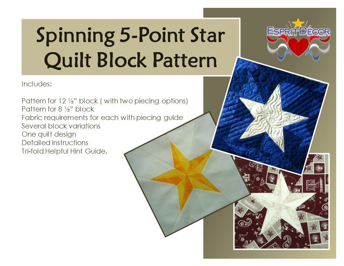 Pattern: Spinning 5-point Star Quilt Block - Etsy