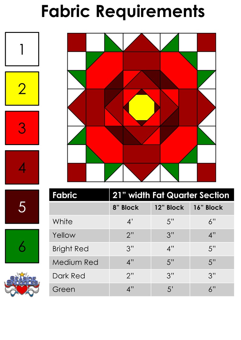 Digital Pattern: Barn Rose Quilt Block Pattern | Etsy