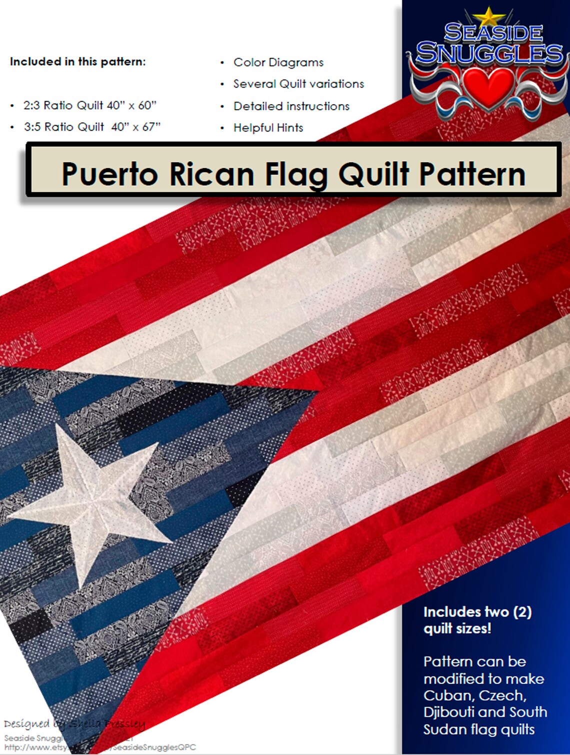 Pattern: Puerto Rican Flag "jelly Roll Race" Quilt - Etsy