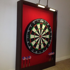 Custom LED Lighted Dart Board Backboard Red & Mahogany - Etsy