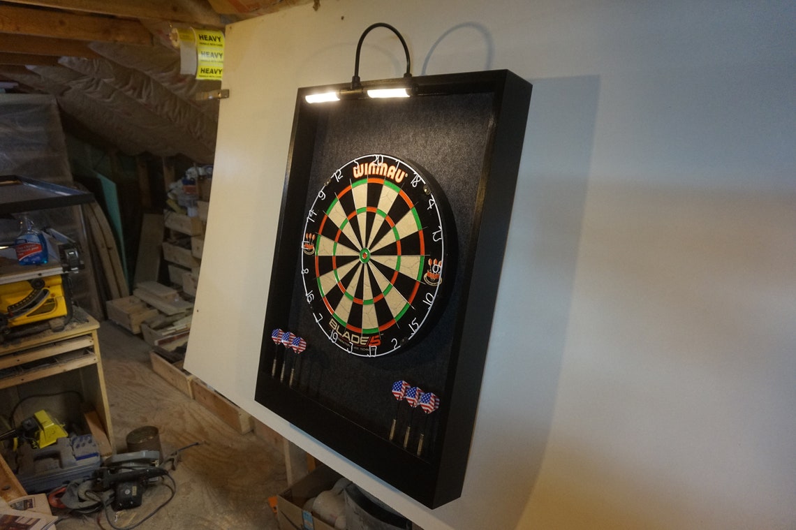 LED Lighted Dart Board Backboard Custom Cabinet Charcoal Felt - Etsy