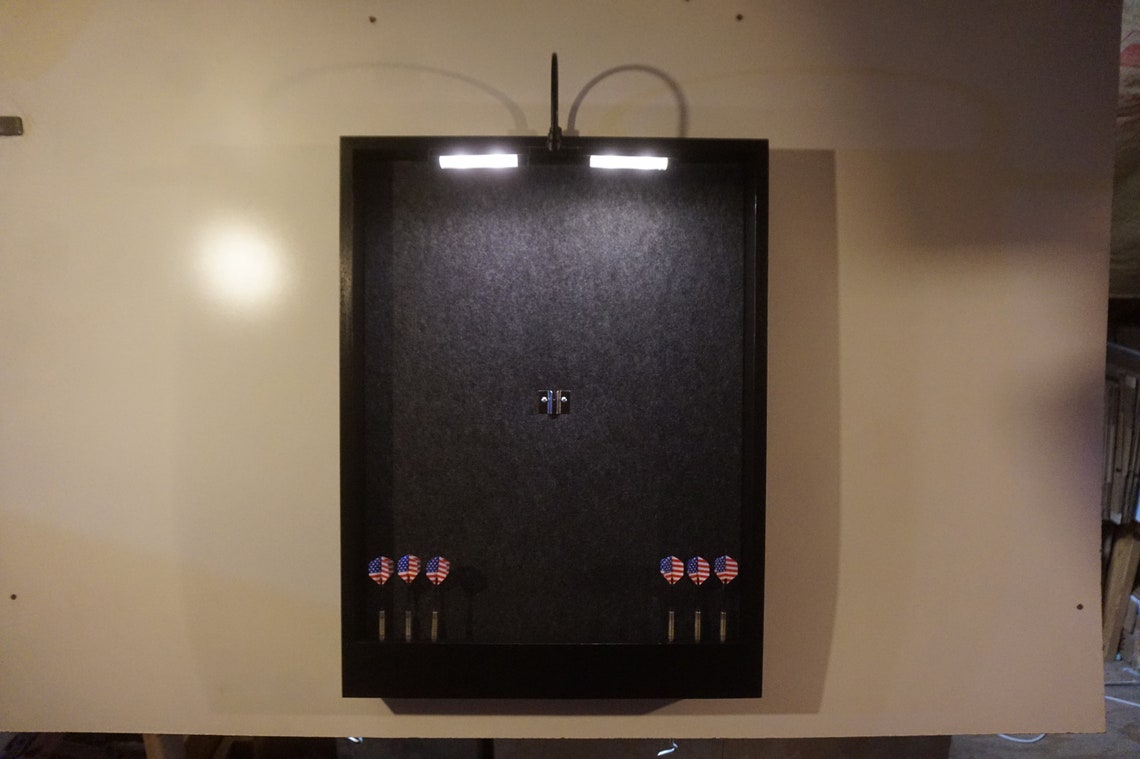 LED Lighted Dart Board Backboard Custom Cabinet Charcoal Felt - Etsy