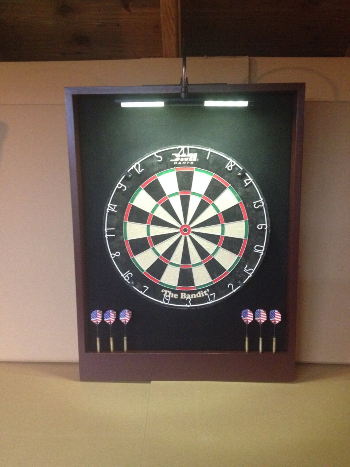 LED Lighted Black and Mahogany Colored Trim Custom Dart Board - Etsy