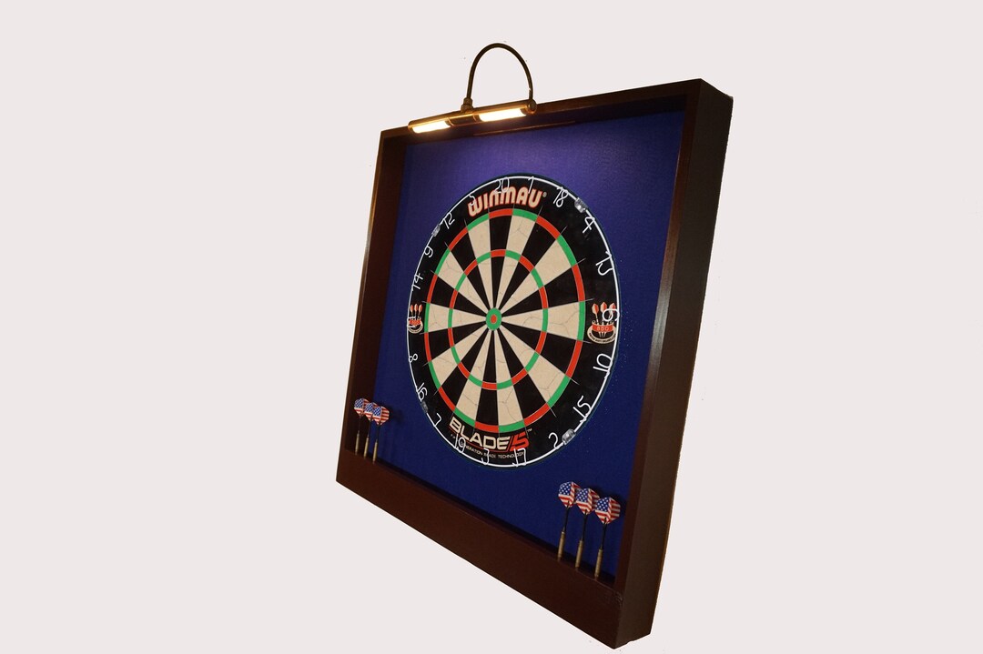OVERSIZED 32 X 32 LED Lighted Royal Blue & Mahogany Custom Dart Board ...