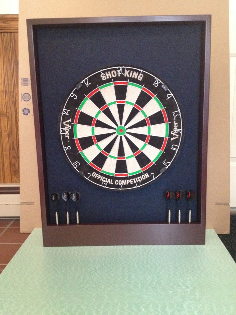 Custom Dart Board Backboard Black & Mahogany Colored Trim | Etsy