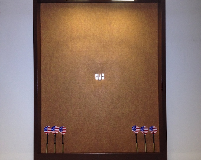 Custom LED Lighted Dart Board Backboard, Copper Colored Felt & Brown ...