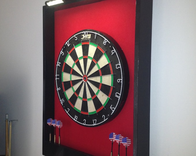 LED Lighted Custom Dart Board Backboard, Red & Black Trim Surround W ...