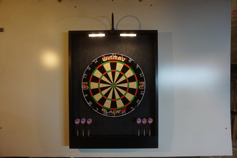 LED Lighted Dart Board Backboard Custom Cabinet Charcoal Felt - Etsy