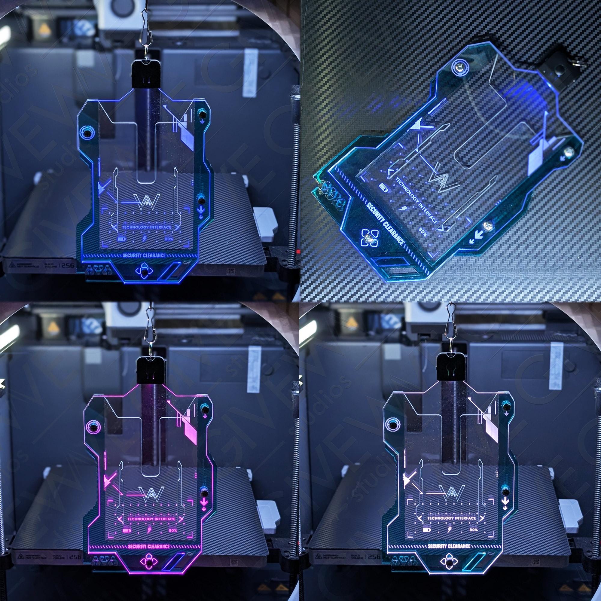 Futuristic Cyberpunk Light up RGB LED Pass/badge Holder ( Cosplay ...