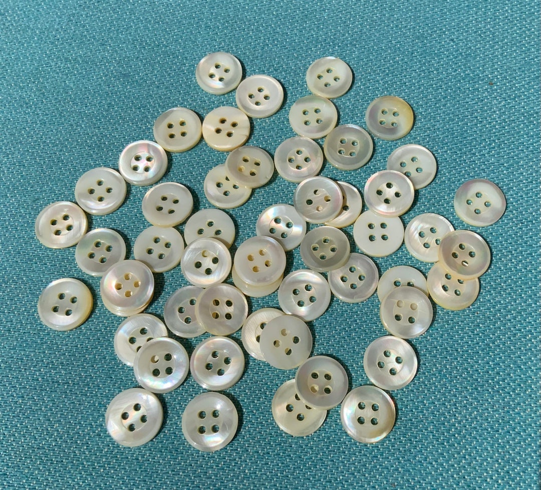 Vintage Mother of Pearl 4 Hole Buttons 12mm Just Under 1/2 Inch 50 ...