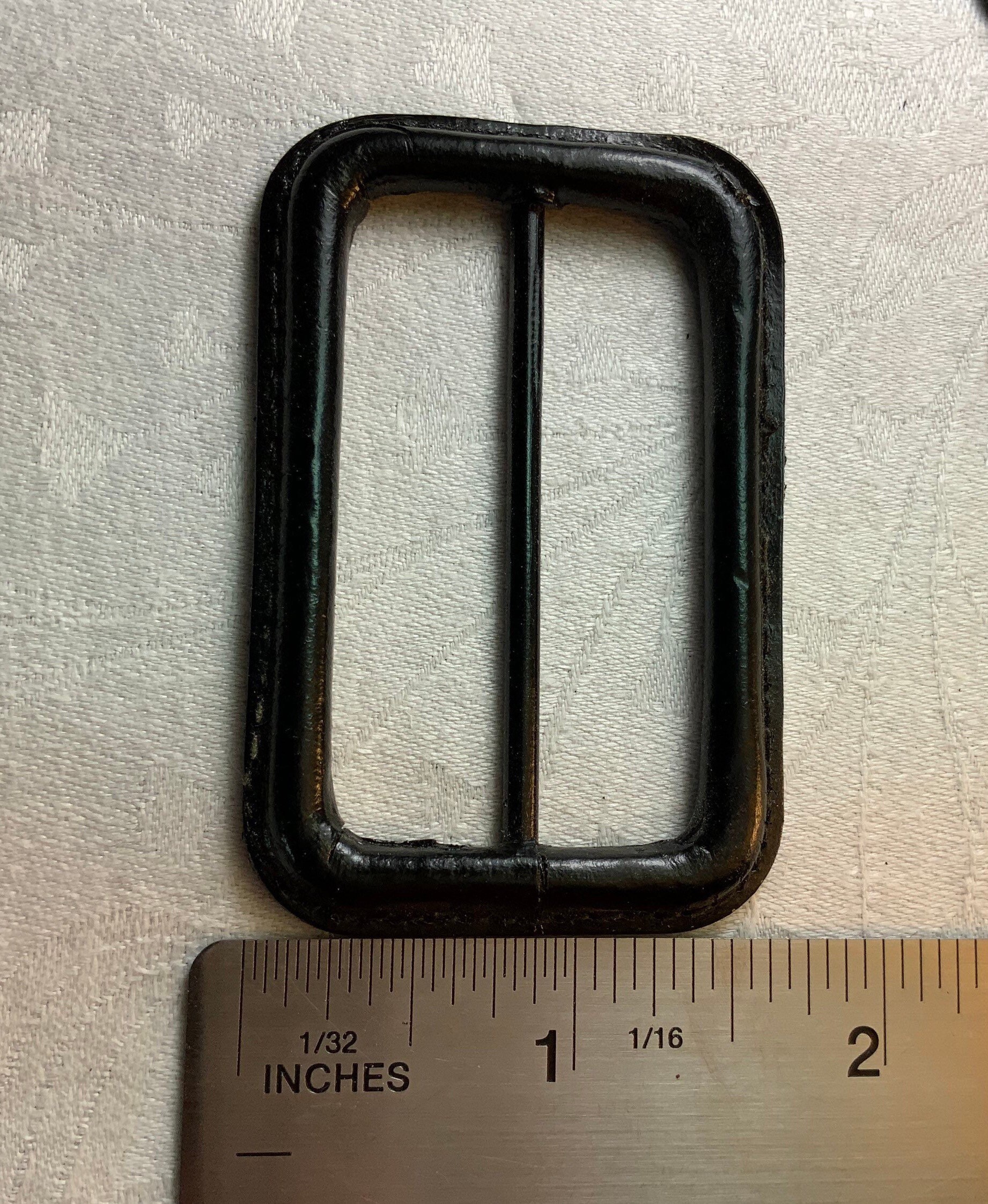 Buckle Black Leather Vintage Covered Metal Slide Buckle 2 5/8 Inch by 1 ...