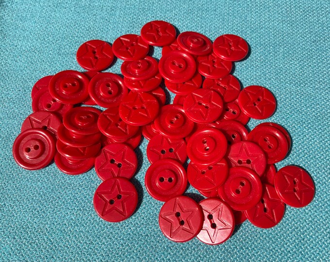 Red Star Vintage Buttons 50 Pc Patriotic Celestial Engraved Plastic ...