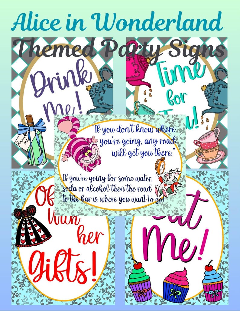 Alice in Wonderland Themed Party Signs - Etsy